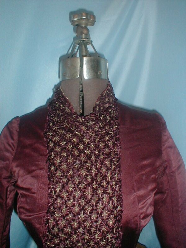 Antique Dress Victorian 1880 ' S Burgundy Silk Gold Satin Bustle Dress ...