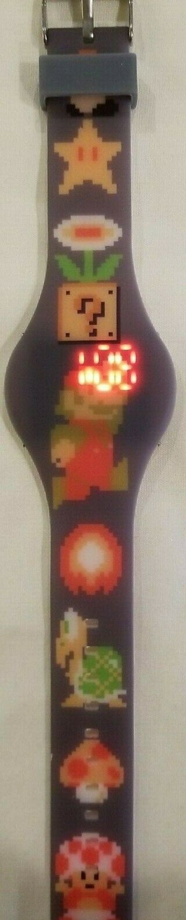 Nintendo Mario Bros Digital Flat Wrist Watch Mario & POWERUPS Accutime ...