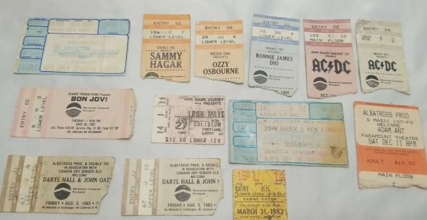 1980 ' S Vintage Concert Ticket Stubs Ozzy Dio ACDC Bon Jovi Van Halen ...