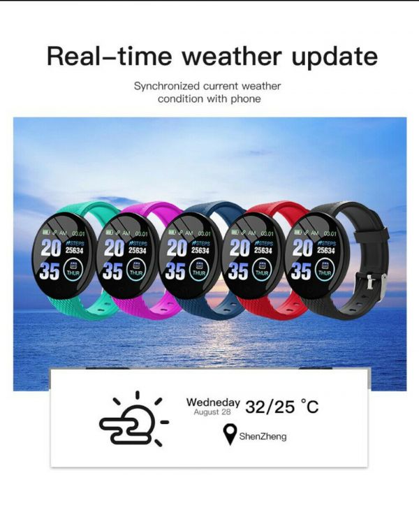 D18 Smart Watch Blood Pressure Heart Rate Monitor Fitness Tracker For ...