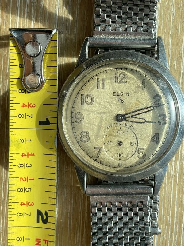 VINTAGE Stainless Steel ELGIN Self Winding SHOCKMASTER WRISTWATCH ...