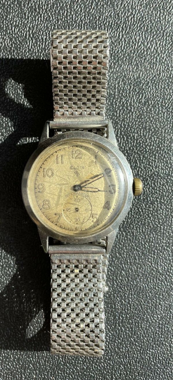 VINTAGE Stainless Steel ELGIN Self Winding SHOCKMASTER WRISTWATCH ...