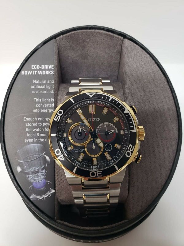 Mens Citizen Ecodrive Chronograph Watch B620 - S117020 Two Tone Band ...