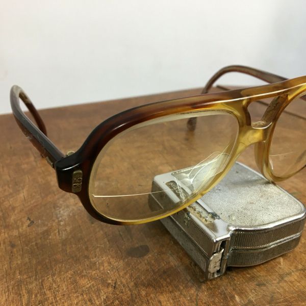Vtg 50s 60s American Optical AO Horn Rim Atomic Safety Eyeglasses ...