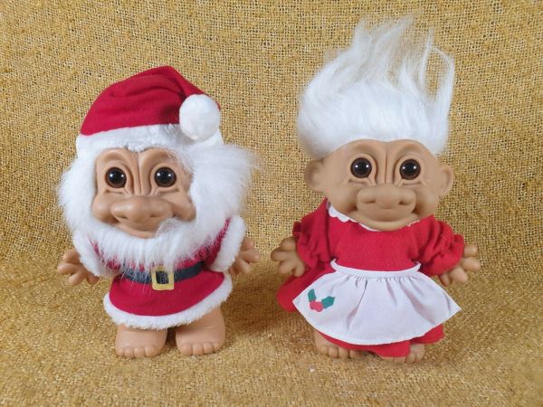 LARGE 8 " Vintage 90s Russ Santa Mr & Mrs Claus Christmas Troll Doll ...