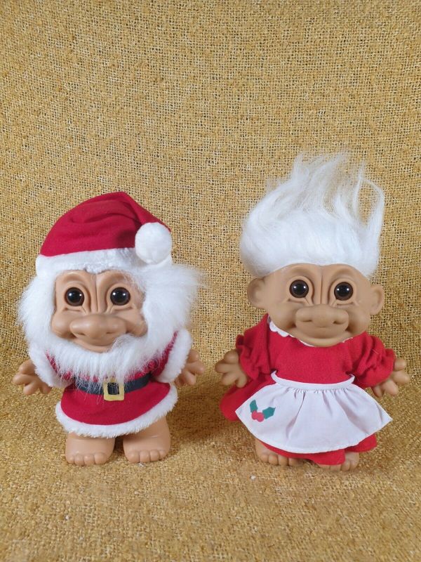 LARGE 8 " Vintage 90s Russ Santa Mr & Mrs Claus Christmas Troll Doll ...