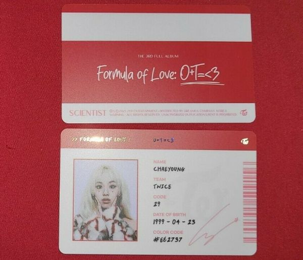 [TWICE] Formula Of Love CHAEYOUNG Official Scientist ID Card Photocard ...