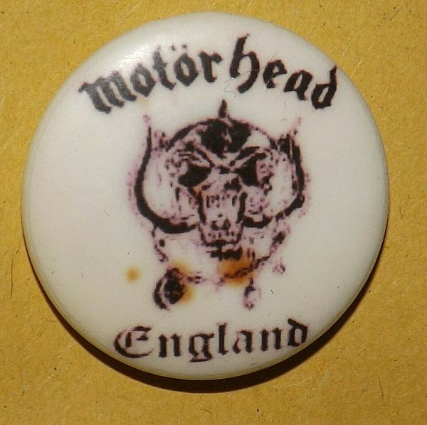 VINTAGE BADGE PIN 25mm MOTORHEAD ENGLAND HEAVY METAL HARD ROCK LEMMY ...