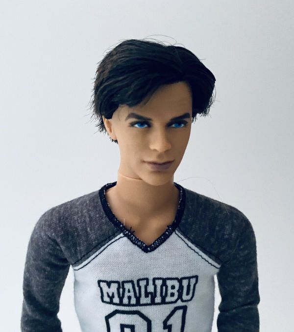 Barbie Fashionistas Ken Doll Articulated Jointed Dark Brown Rooted Hair ...